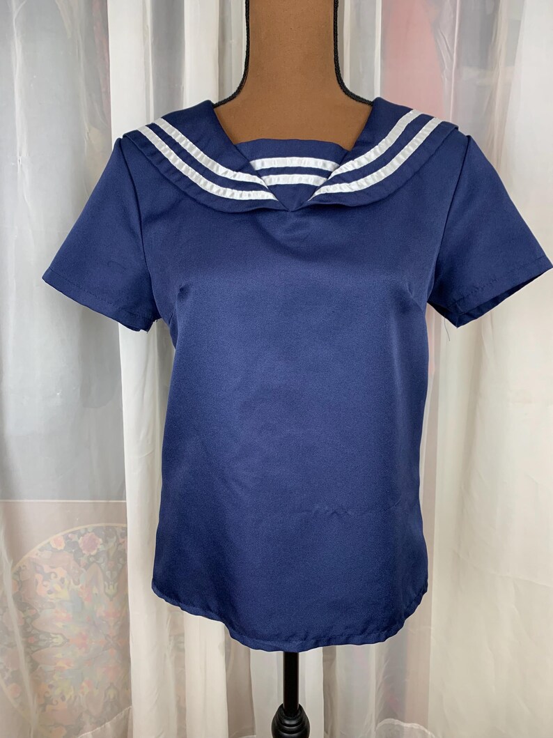 Sailor Uniform Top Navy With White Ribbon Detail - Etsy
