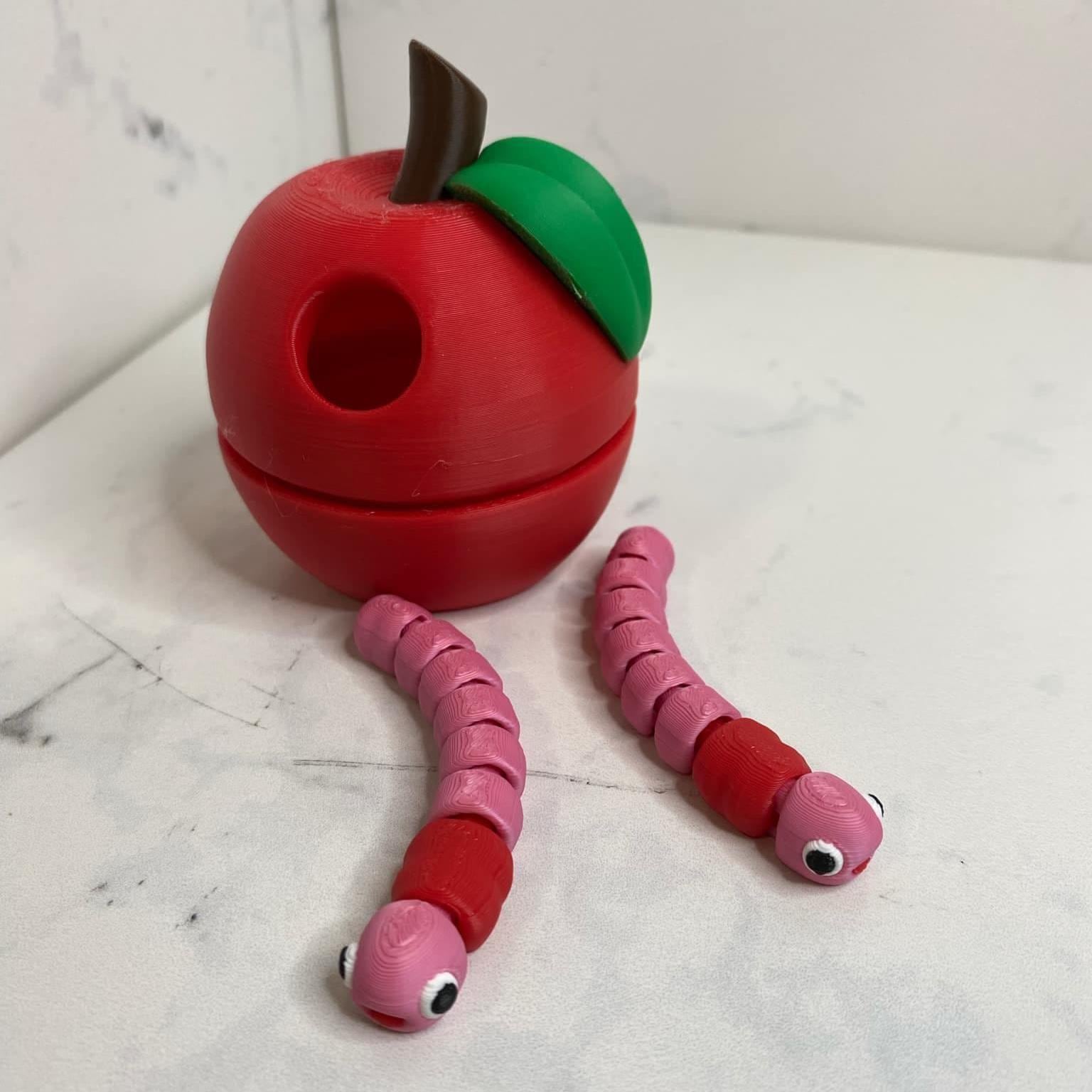 3D Printed Worm Fidgets & Apple Container: Funny Valentine's Gift - Etsy