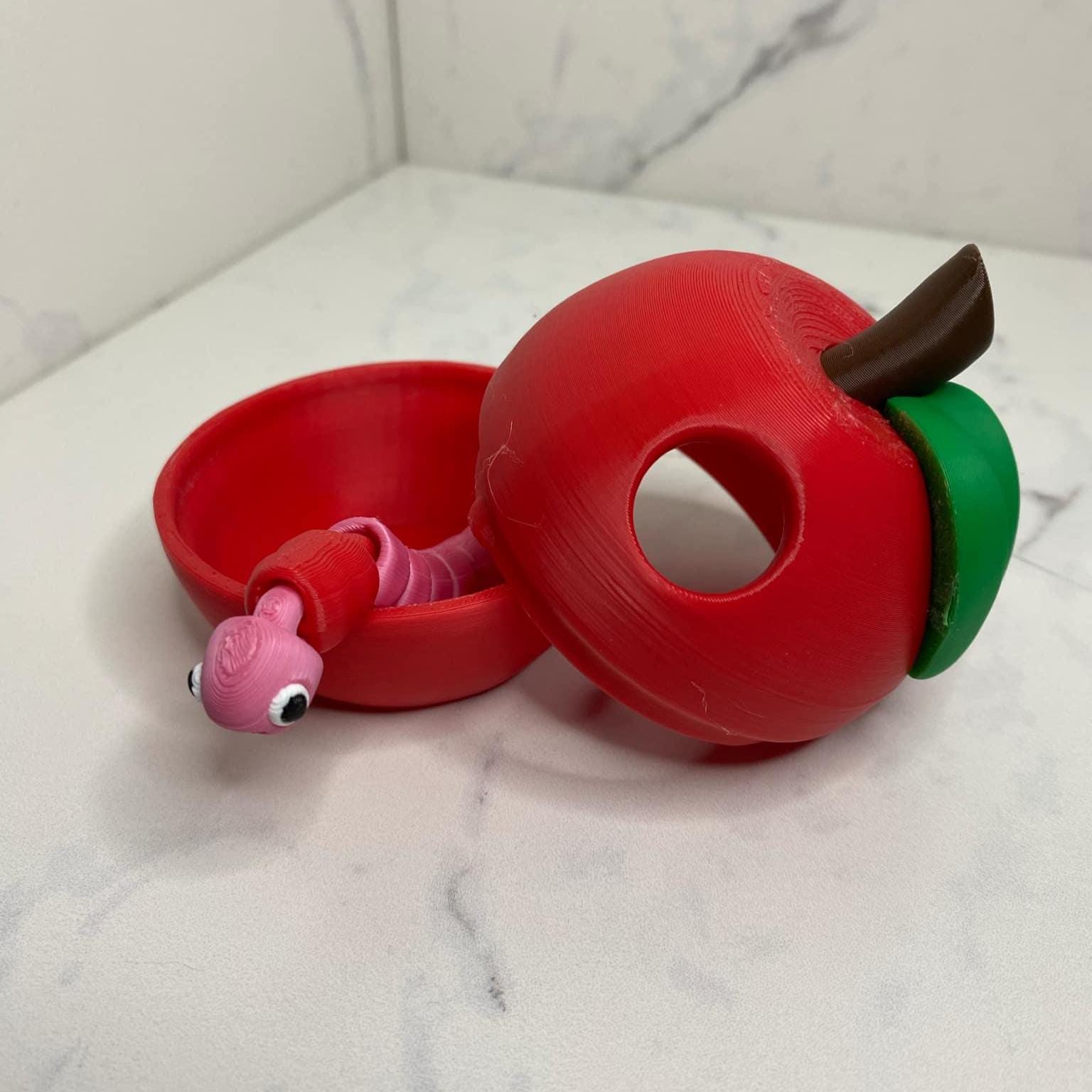 3D Printed Worm Fidgets & Apple Container: Funny Valentine's Gift - Etsy