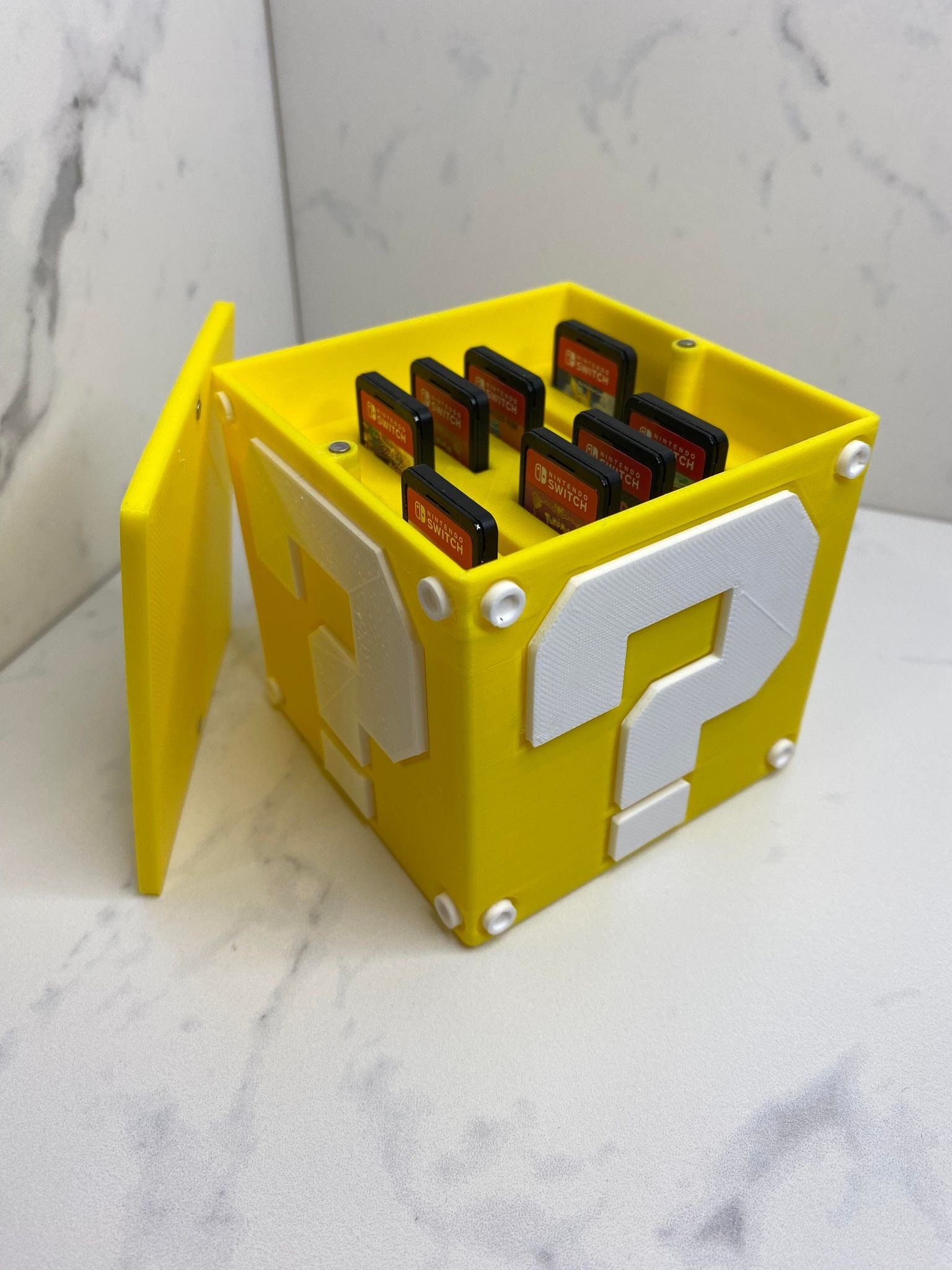 3d Printed Super Mario Question Block Nintendo Switch Game Storage Case ...