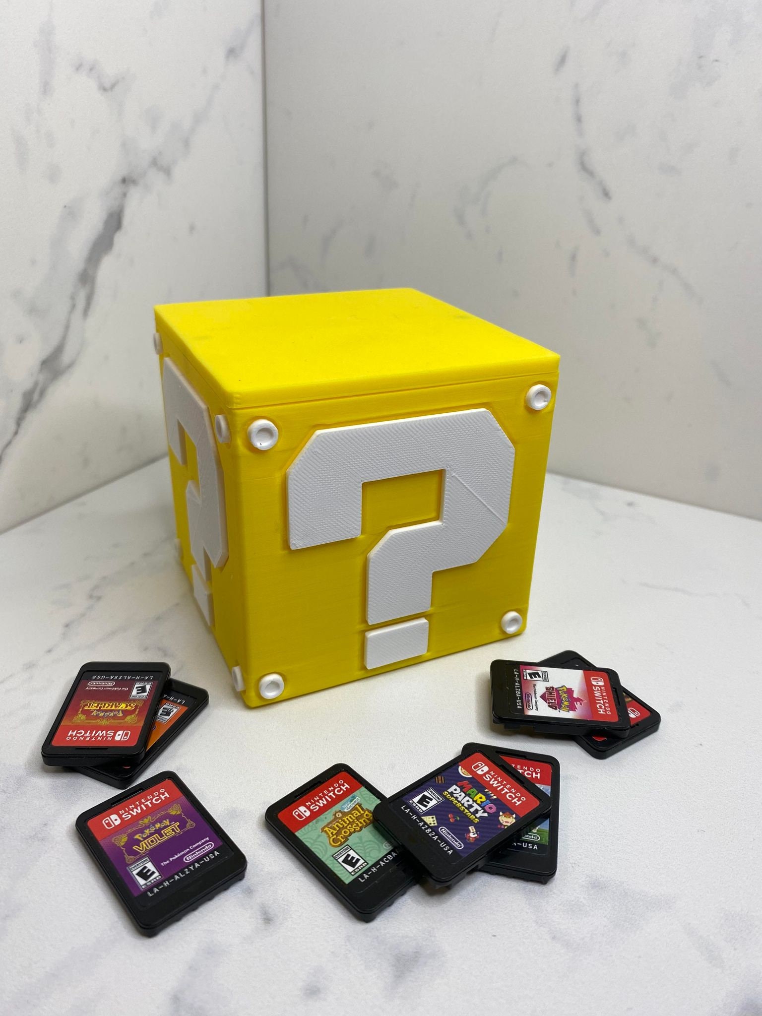 3d Printed Super Mario Question Block Nintendo Switch Game Storage Case ...