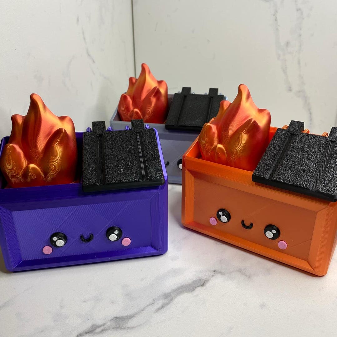 3D Printed Dumpster Fire Desk Decor: Silly Desk Figurine - Etsy