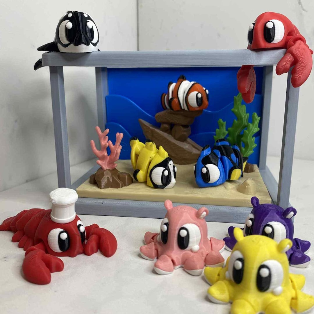 3D Printed Fish Tank Desk Decor: Miniature Ocean Scene With Critters - Etsy