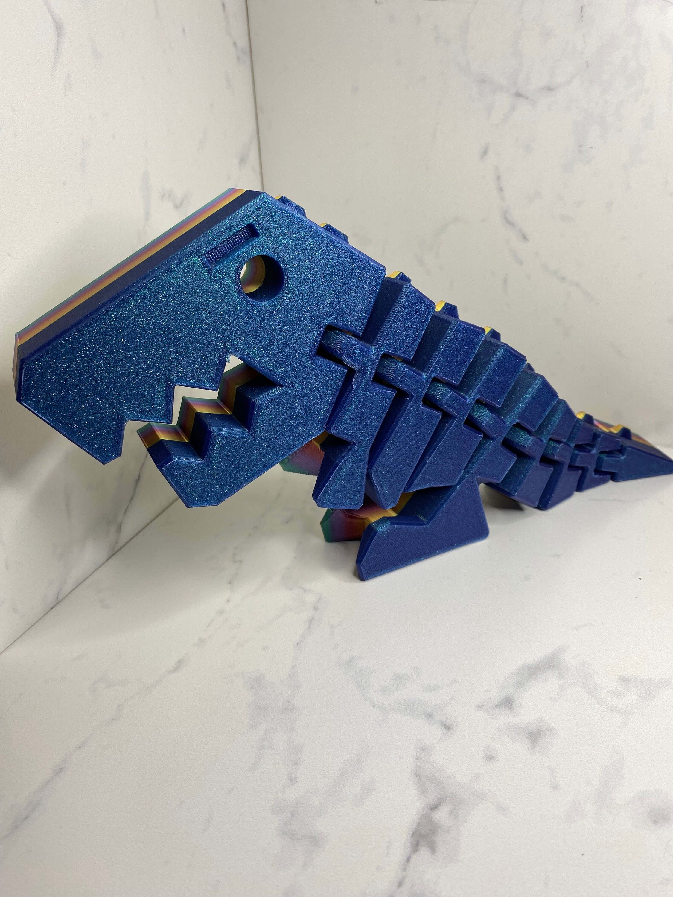 3D Printed Flexible T-rex Fidget, Multicolored, Mini, Pocket Size ...