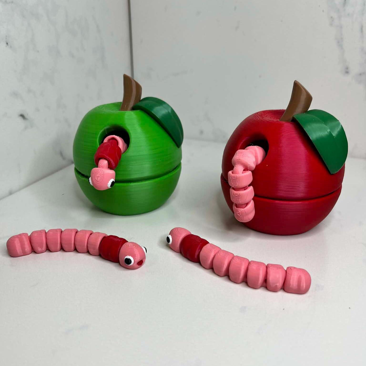 3D Printed Worm Fidgets & Apple Container: Funny Valentine's Gift - Etsy