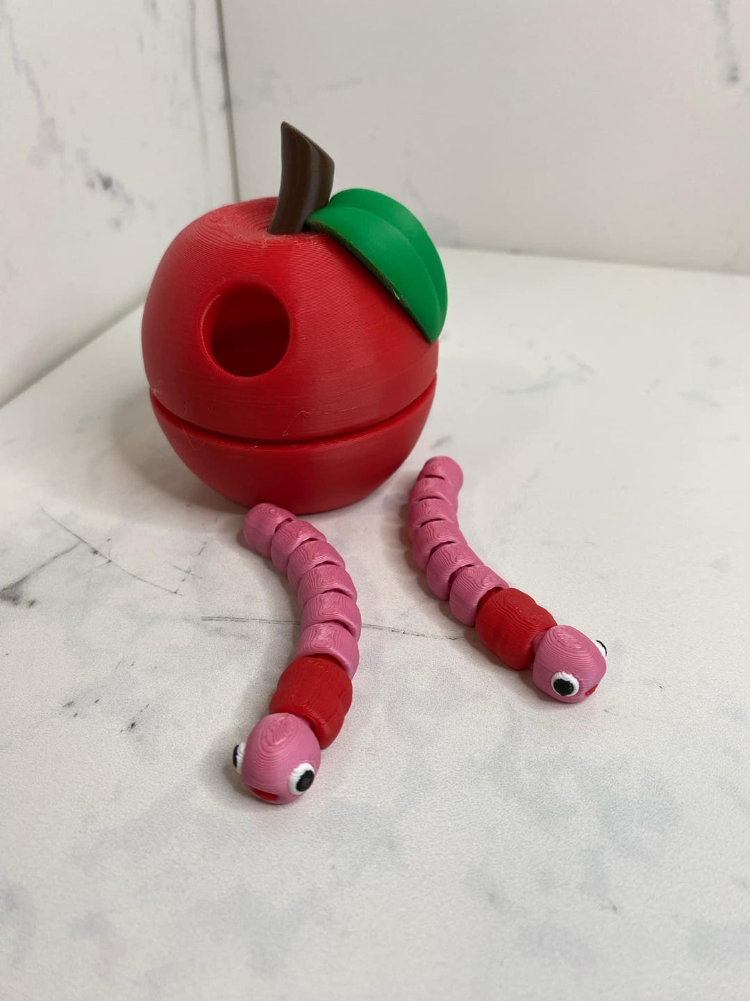 3D Printed Worm Fidgets & Apple Container: Funny Valentine's Gift - Etsy