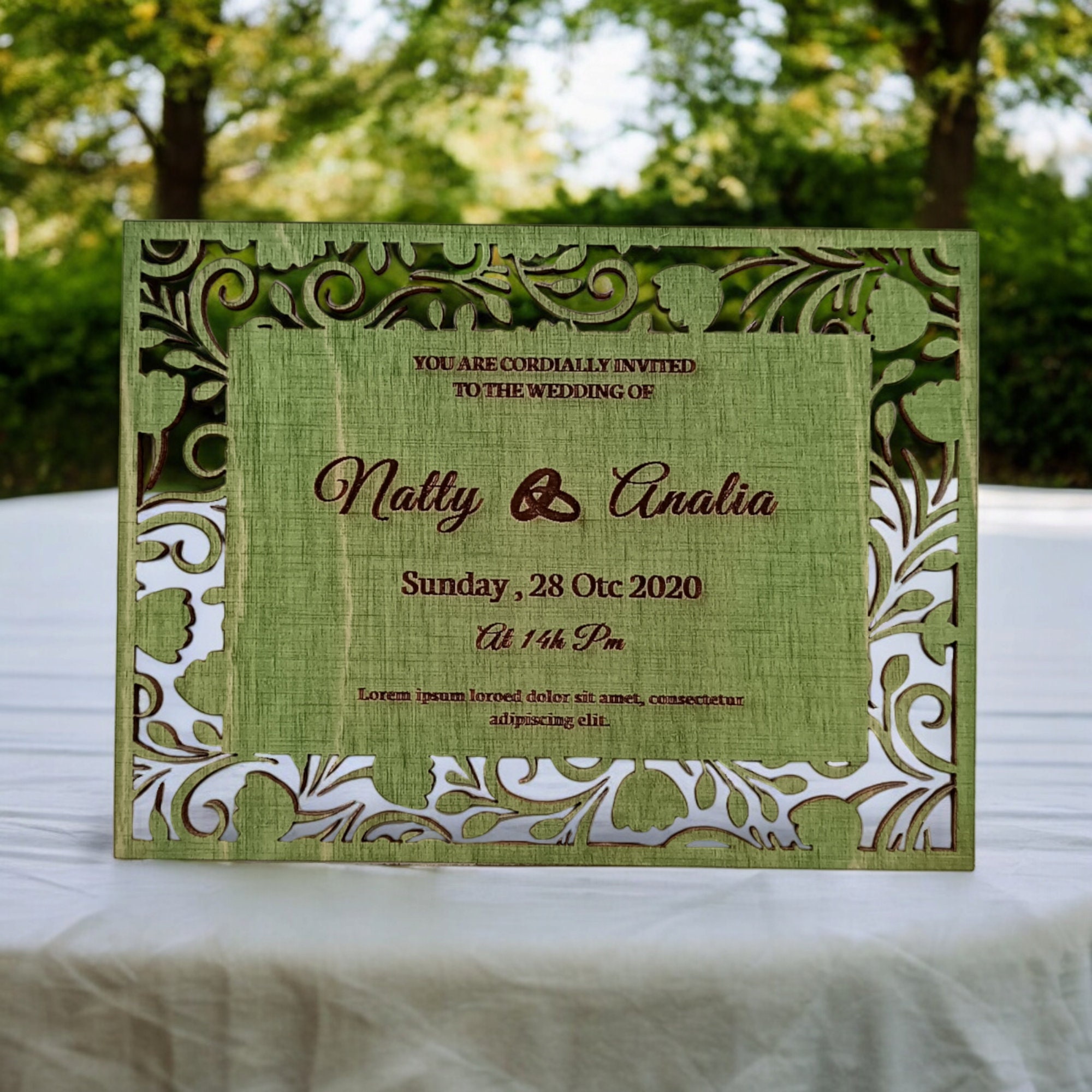 Fancy Invitation, Lily Invitation, Rustic Invitation, Wood Invitation ...