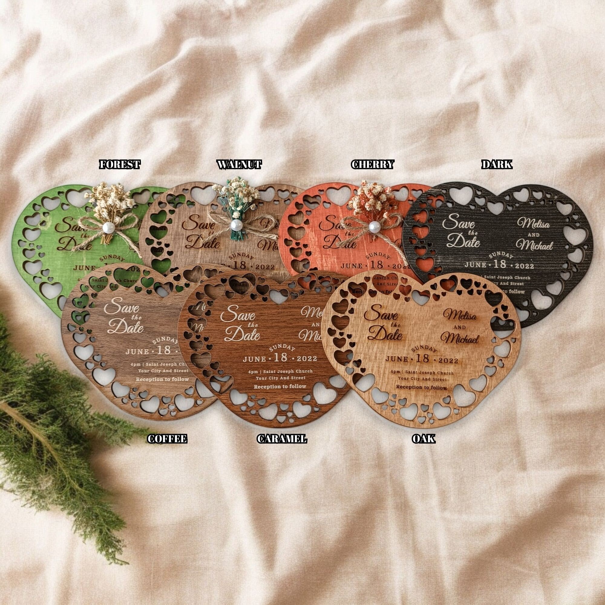 Wooden Customizable Wedding Invitation, Hand Painted Wood Invitation 4 ...