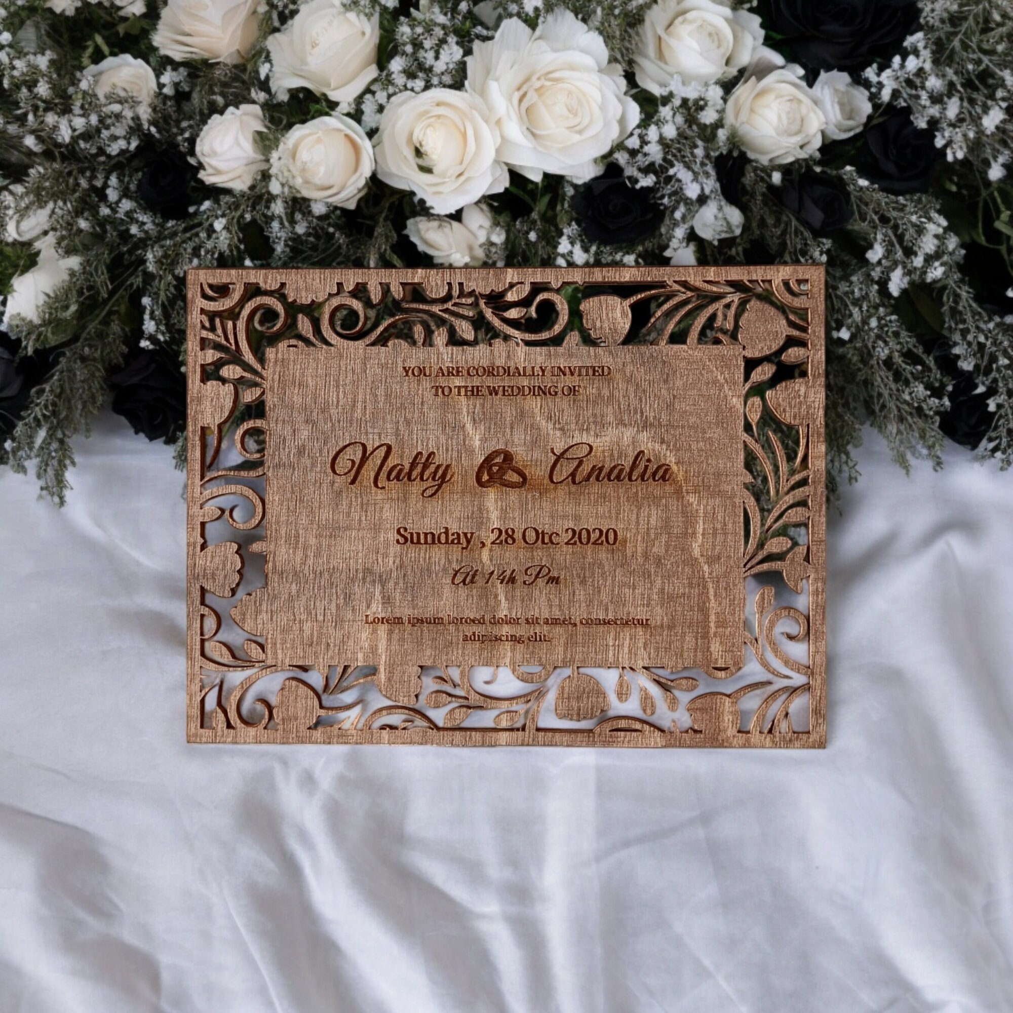 Fancy Invitation, Lily Invitation, Rustic Invitation, Wood Invitation ...