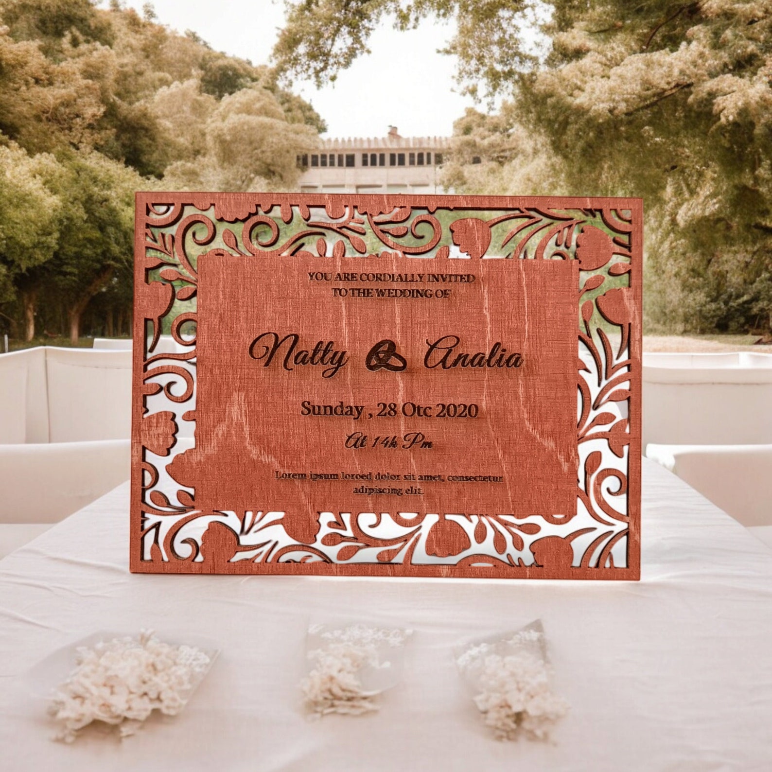 Fancy Invitation, Lily Invitation, Rustic Invitation, Wood Invitation ...