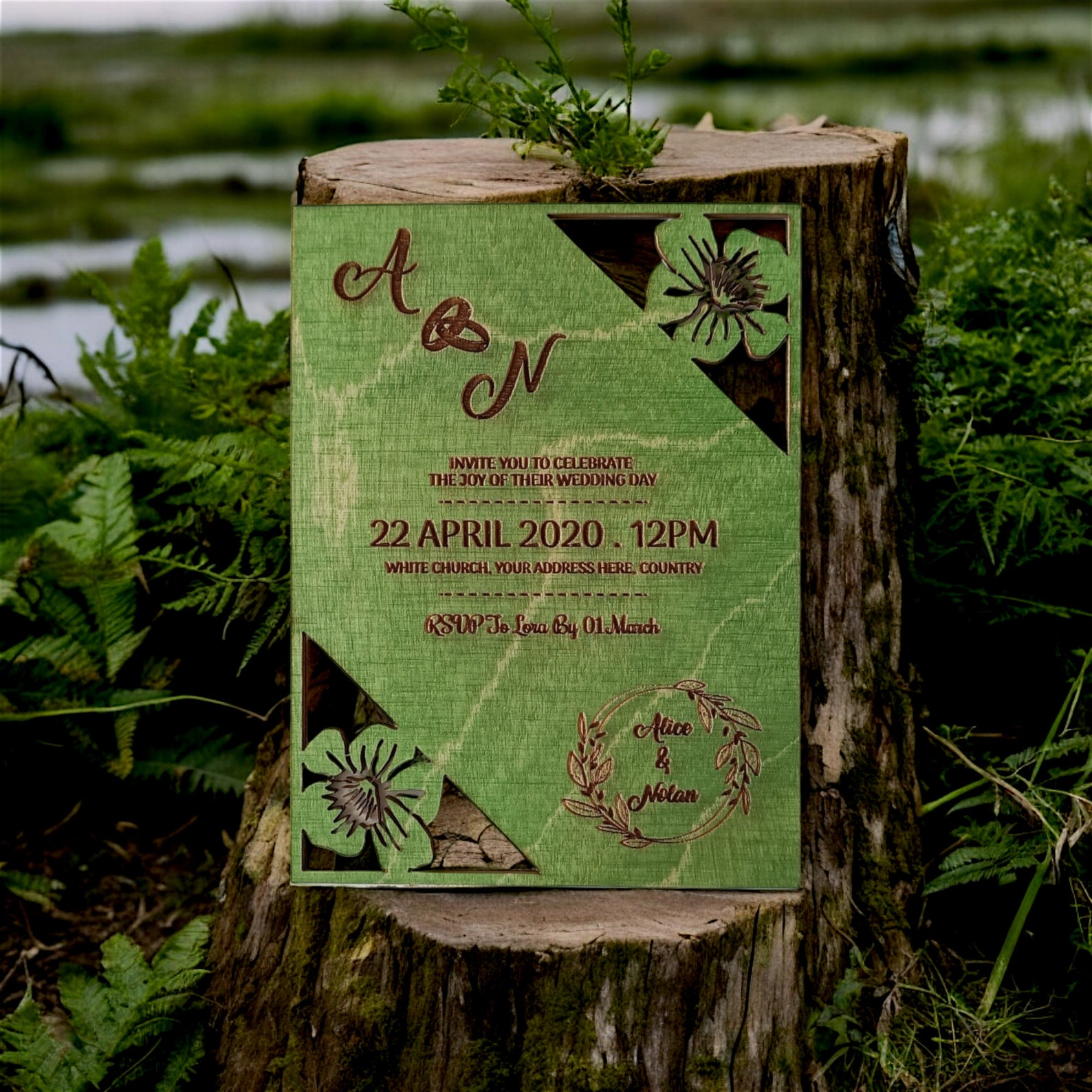 Wooden Fancy Invitations, Floral Wedding&engagement Invitation ...