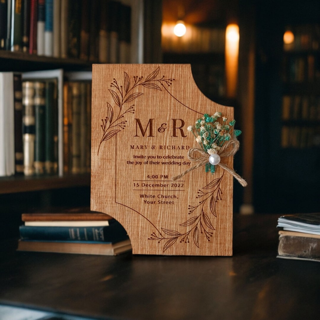 Personalized Invite, Wood Invitation, Country Wedding, Engraved Wedding ...