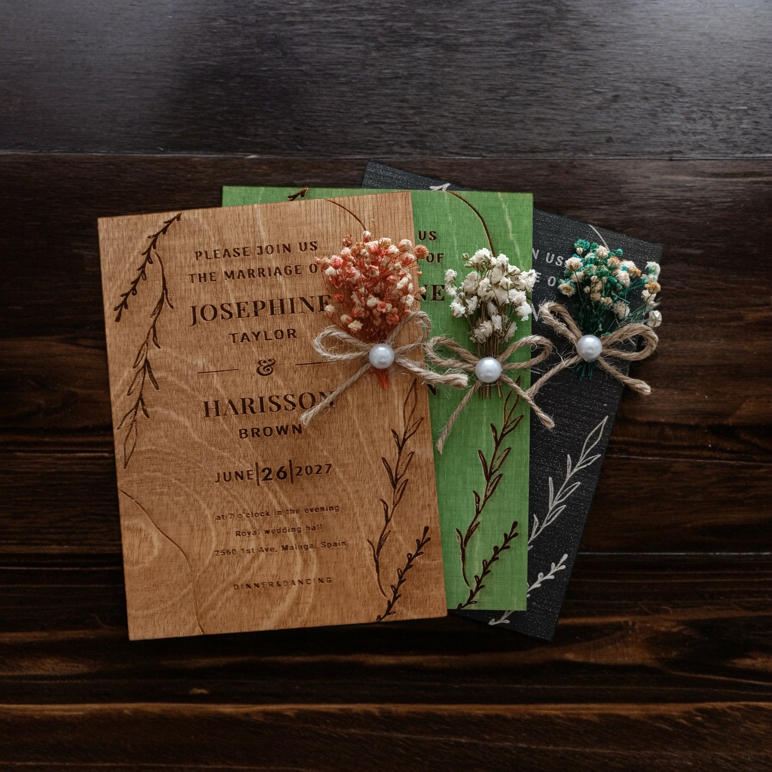 Wooden Invitations, Personalized Invite, Engraved Invitation, Save the ...