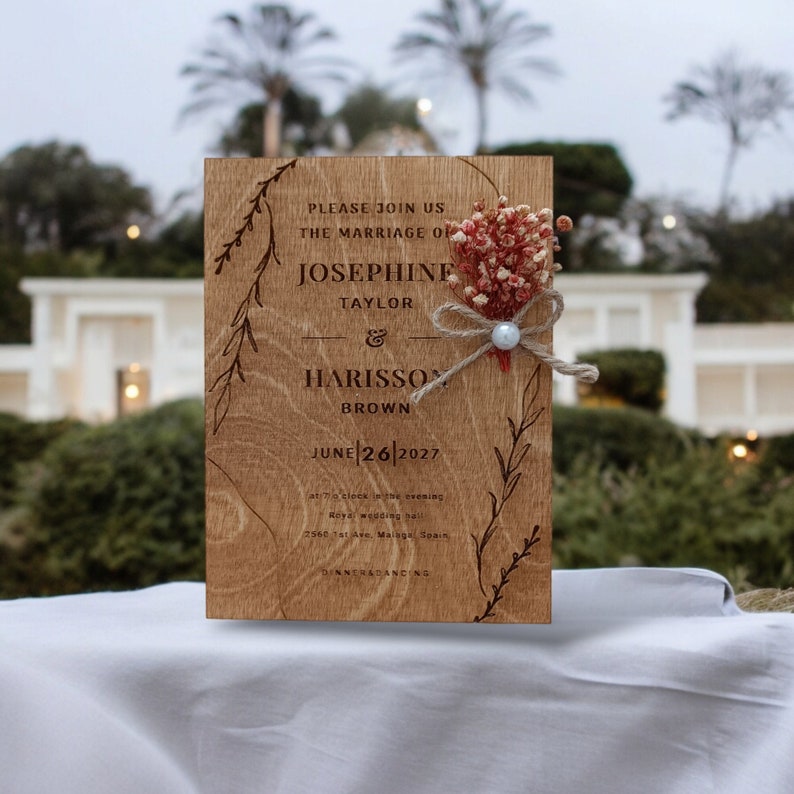 Wooden Invitations, Personalized Invite, Engraved Invitation, Save the ...