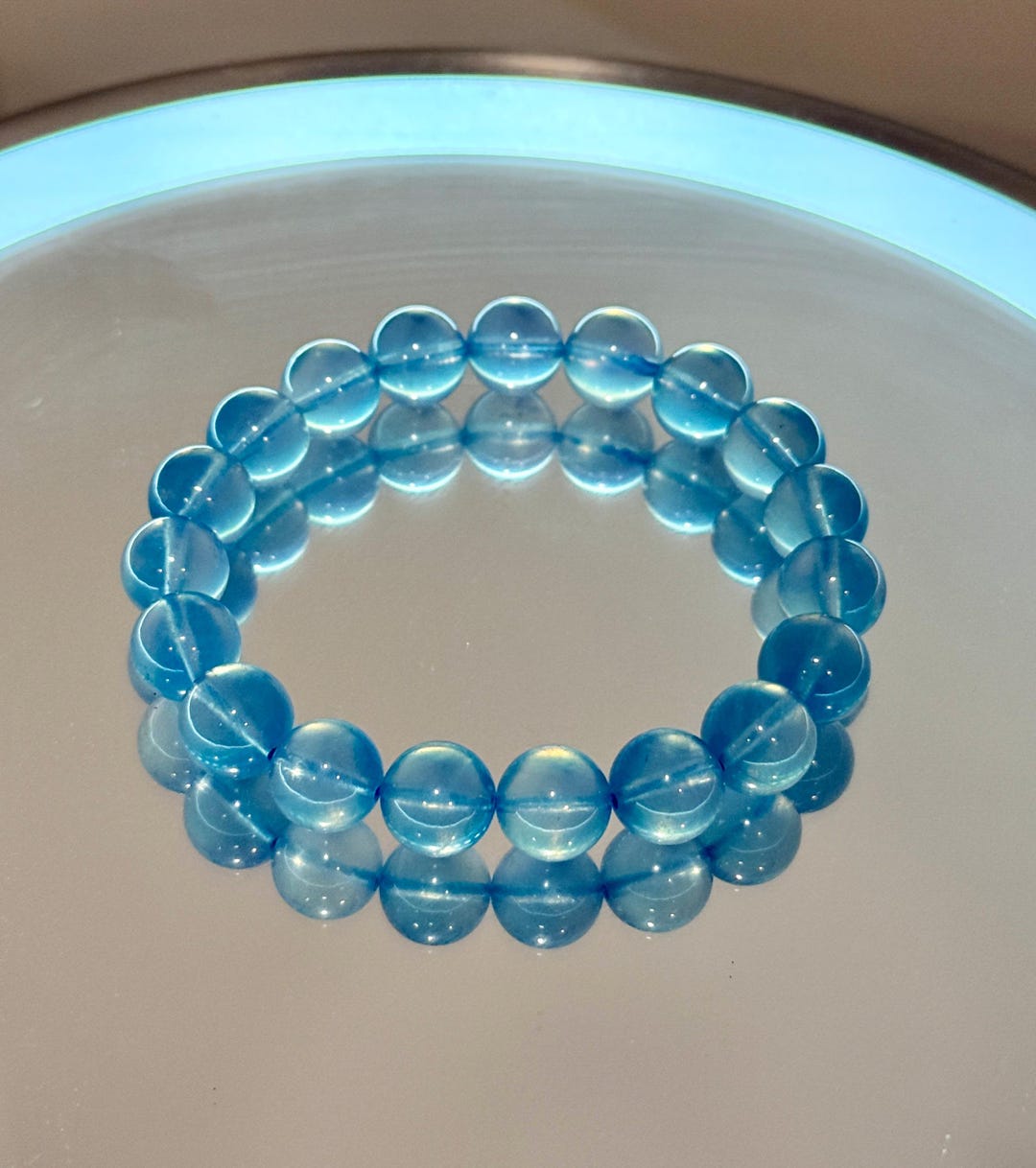 RARE Find**premium Natural Devil Blue Aquamarine Crystal Bracelet 10 ...