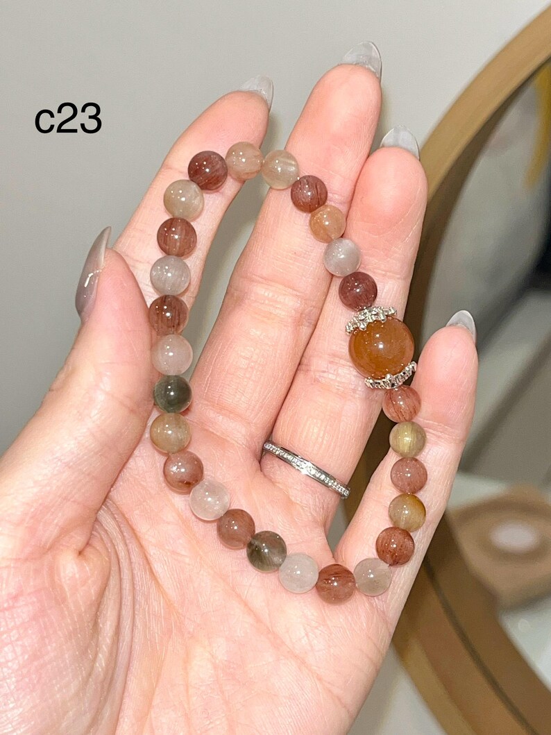High Quality Color Rutilated Quartz Cat Eye Beaded Bracelet 7-13mm, Crystal Beaded Bracelets ...