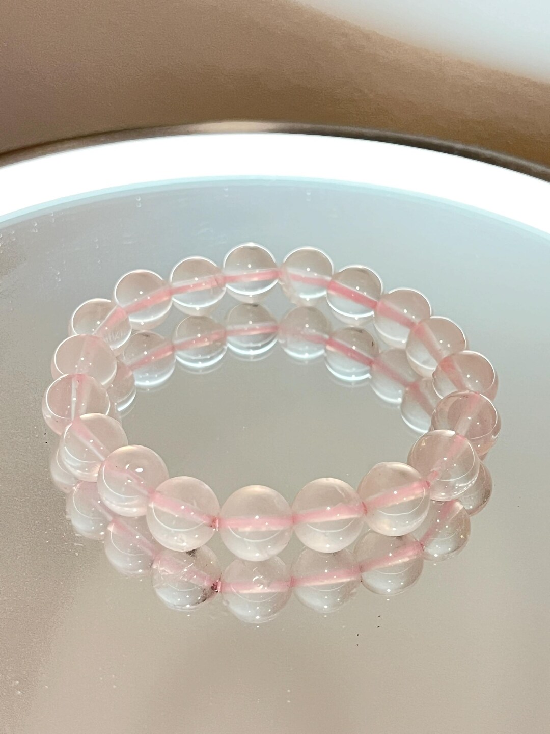 Natural Gemmy Rose Quartz Sakura Pink Bracelet Handmade 10mm Crystal ...