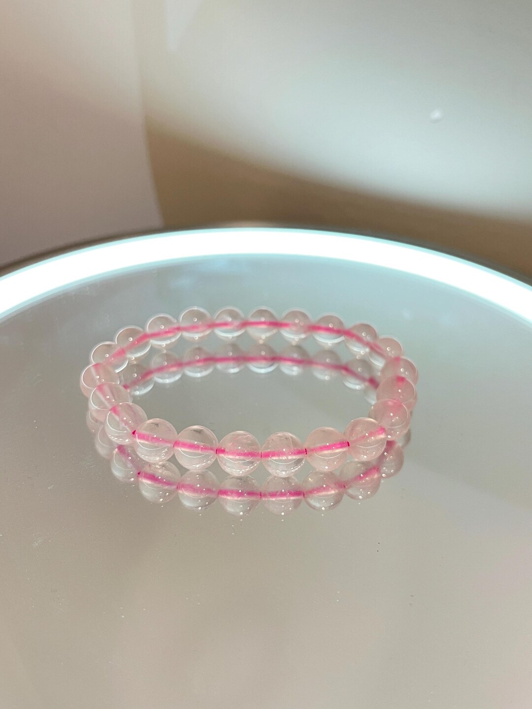 Natural Star Rose Quartz Sakura Pink Bracelet Handmade 8mm Crystal ...