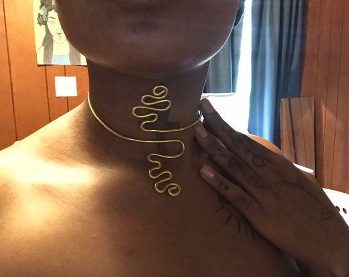 Pulse Wire Choker Necklace, Minimalist Choker, Handmade Gold Necklace ...