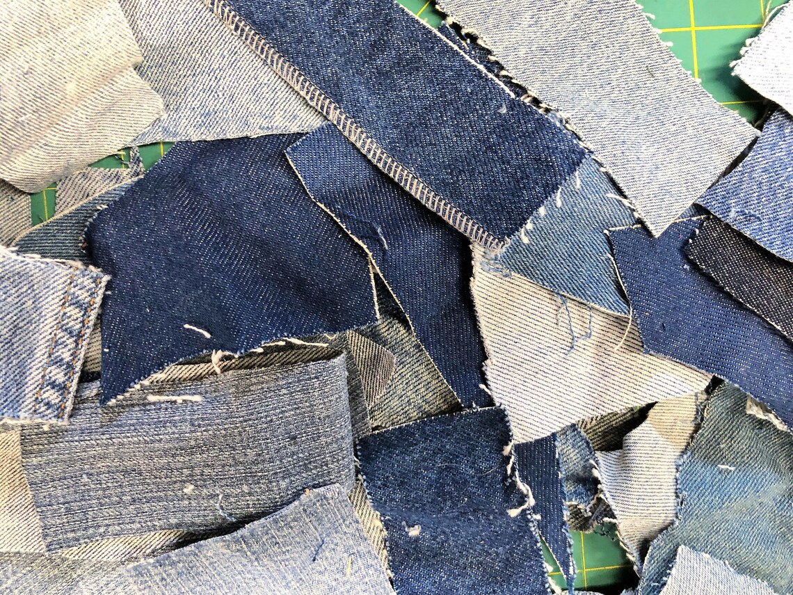 Denim Scraps. Reclaimed Salvaged Denim Clothing Fabric Scraps for ...