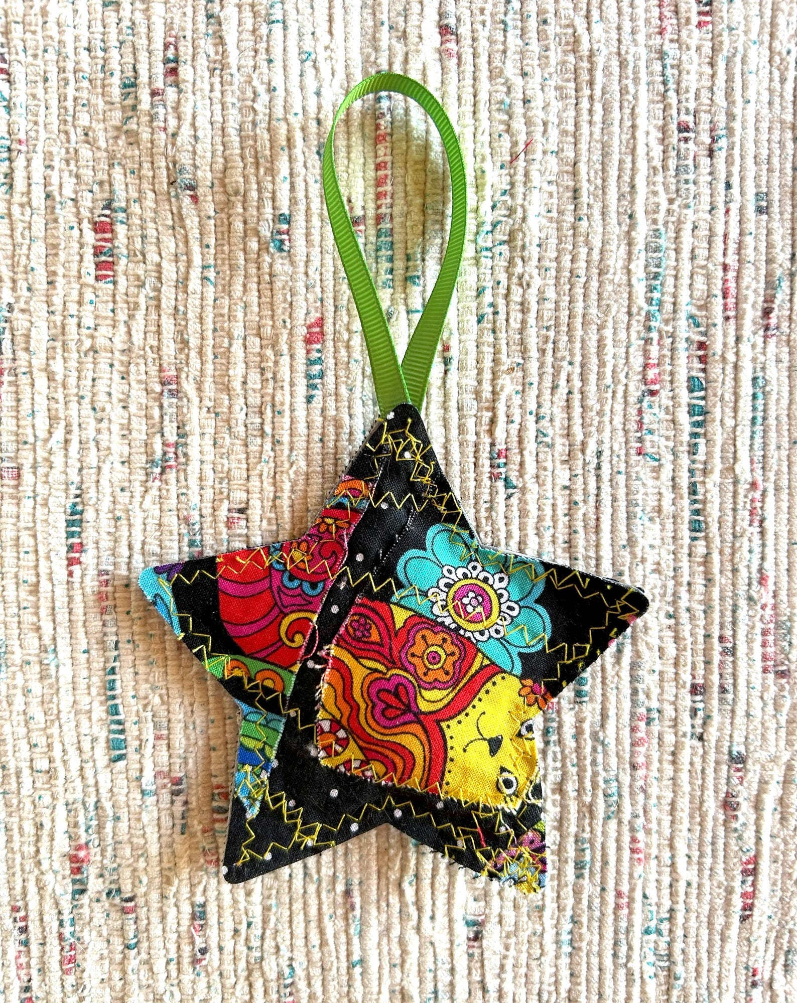 Quilted Star Ornaments, THREE Scrap Quilt Star Ornaments, Soft Quilted ...