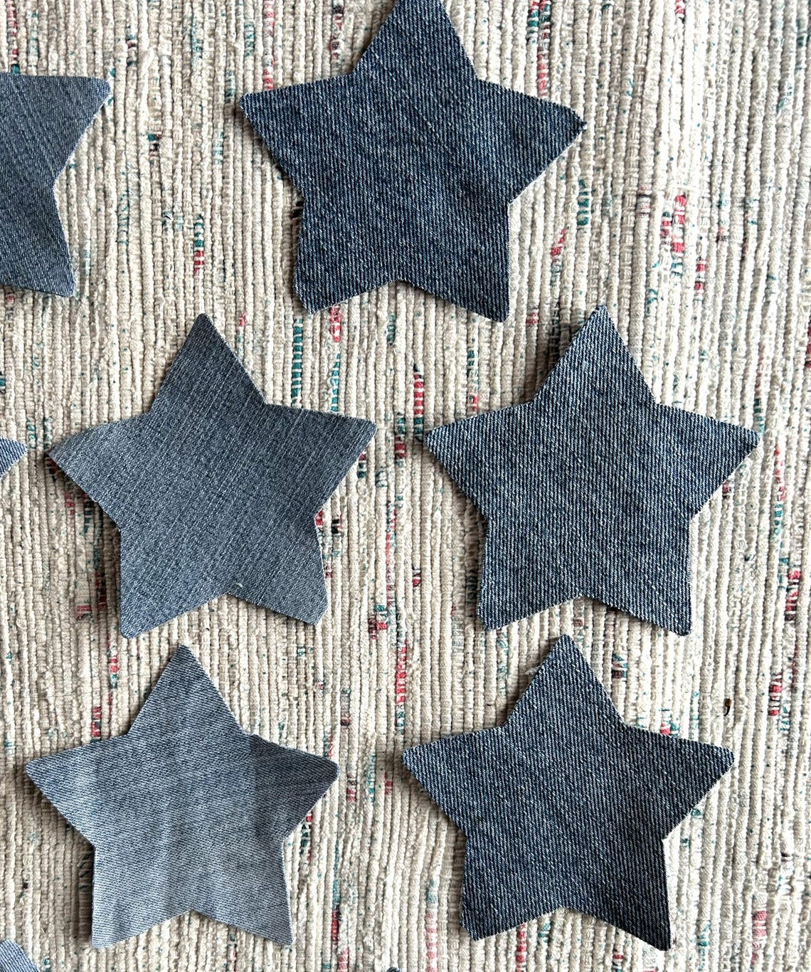 Denim Star Cutouts, TEN Denim Stars, Denim Stars, Die Cut Stars, 4 Inch ...