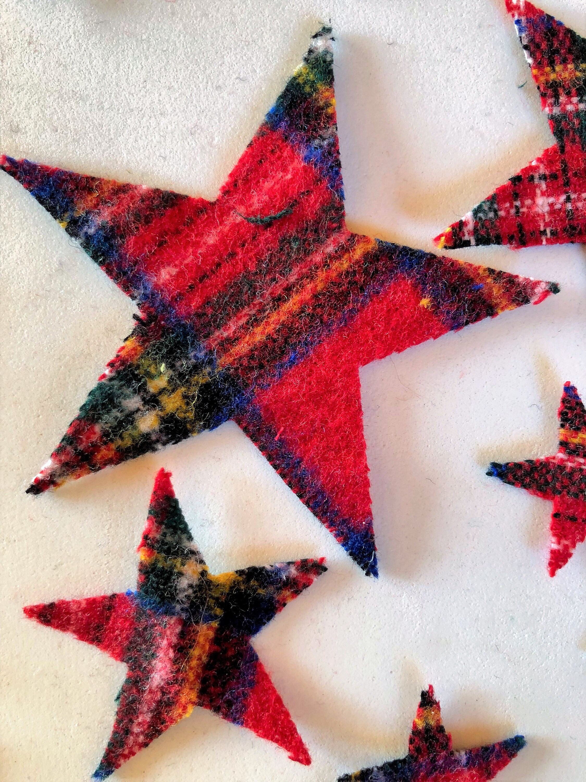 Star Cutouts, Red Plaid Stars, 40 Fabric Stars, Christmas Fabric Stars ...