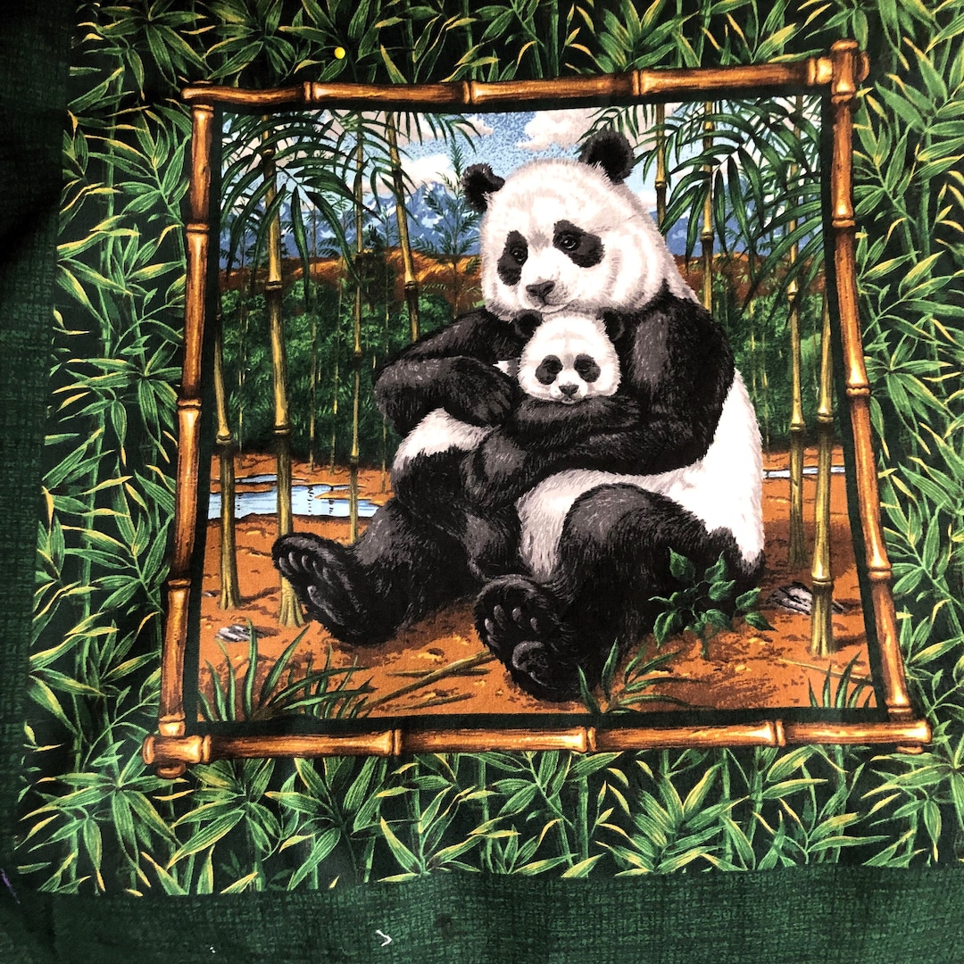 Giant Panda Fabric Panels, Quilting Fabric Panels, Giant Panda Quilt ...