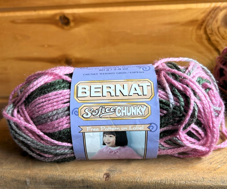 Yarn Destash Bernat Softee Chunky 80g Yarn TWO Skeins Pink Camo Bernat ...