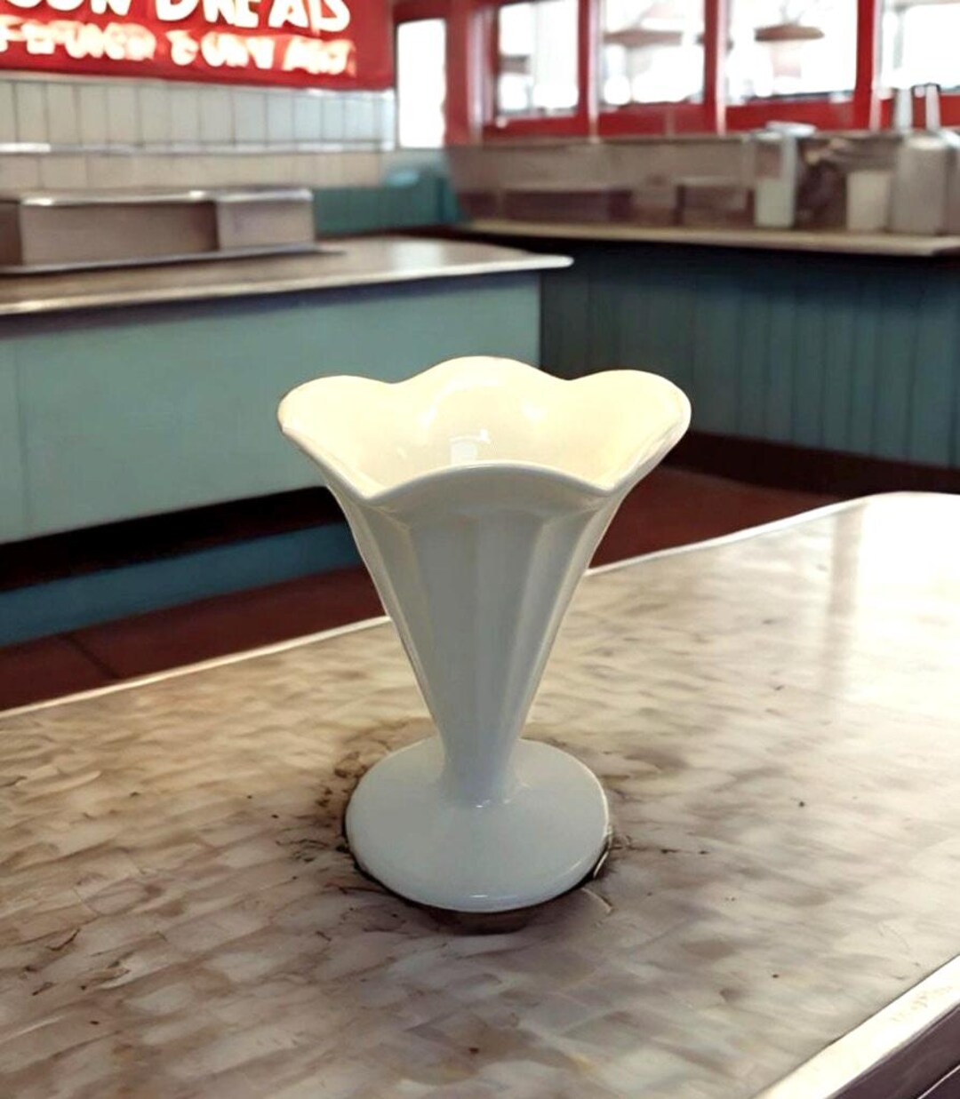 Vintage-style Ice Cream Cups | White Milk Glass Dessert Goblet Tulip ...