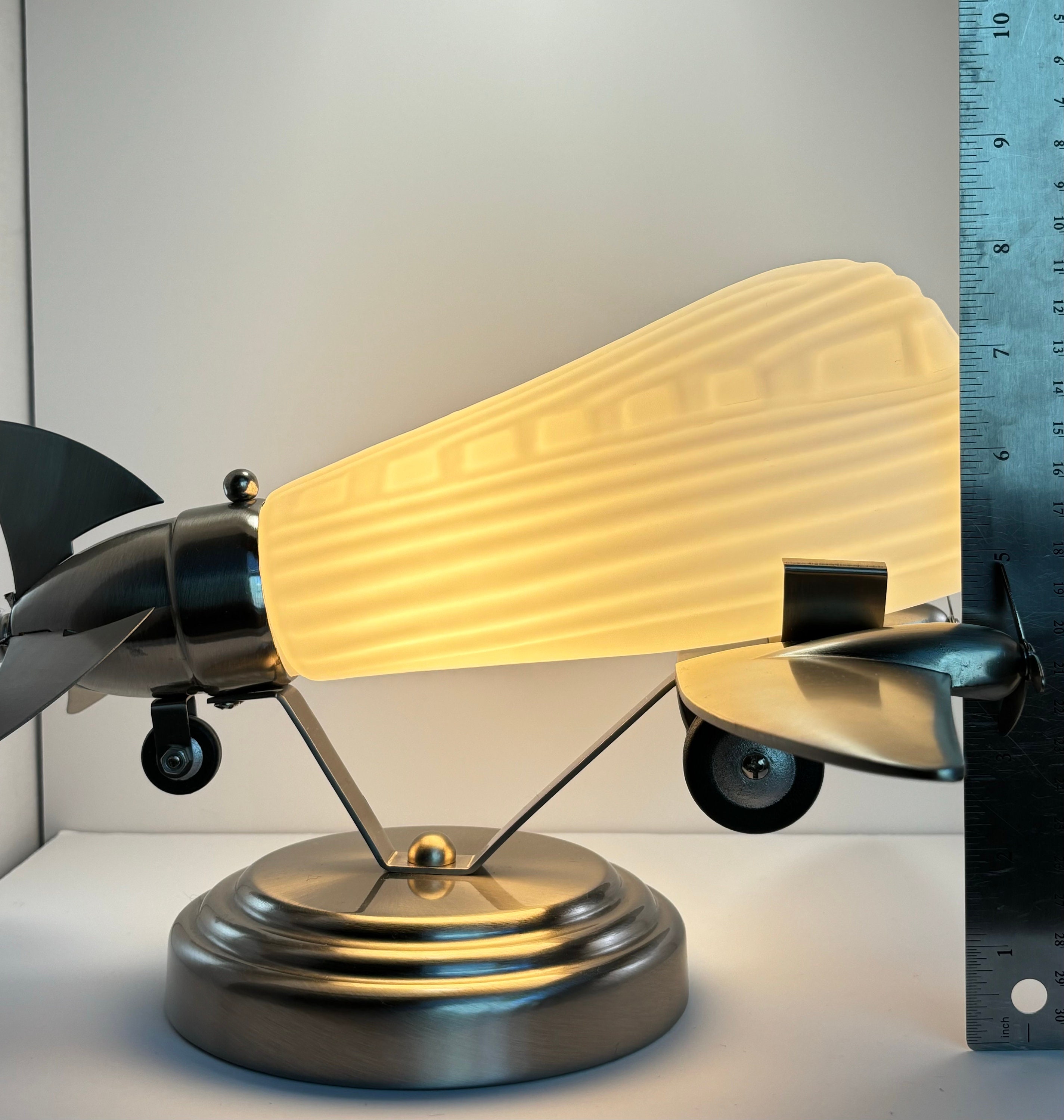 Airplane Table Lamp Frosted Glass Silver Vintage-style Retro Airplane ...