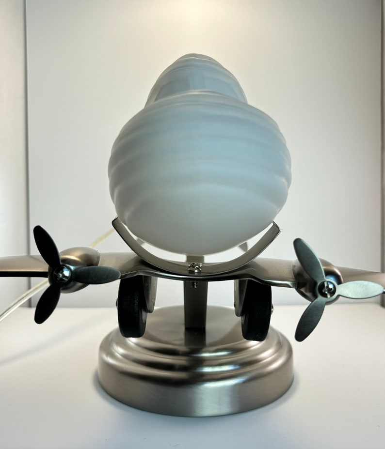 Airplane Table Lamp Frosted Glass Silver Vintage-style Retro Airplane ...