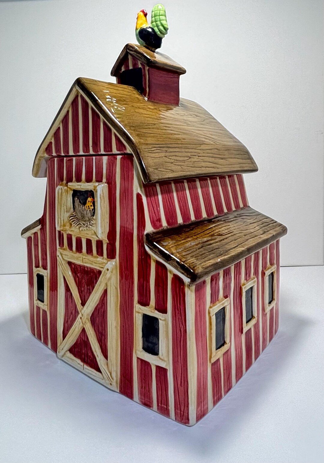 Vintage Cookie Jar Designed by Debbie Mumm for Sakura Red Farm Barn ...