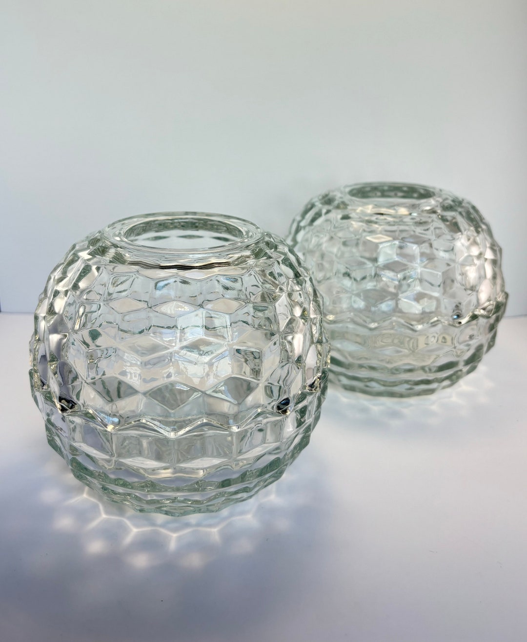 Vintage Homco Clear Glass Fairy Lamp Whitehall Cube 2 Piece Candle ...