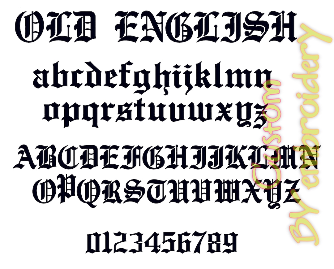 Old English Script Font Set Machine Embroidery Designs BX Files Instant ...
