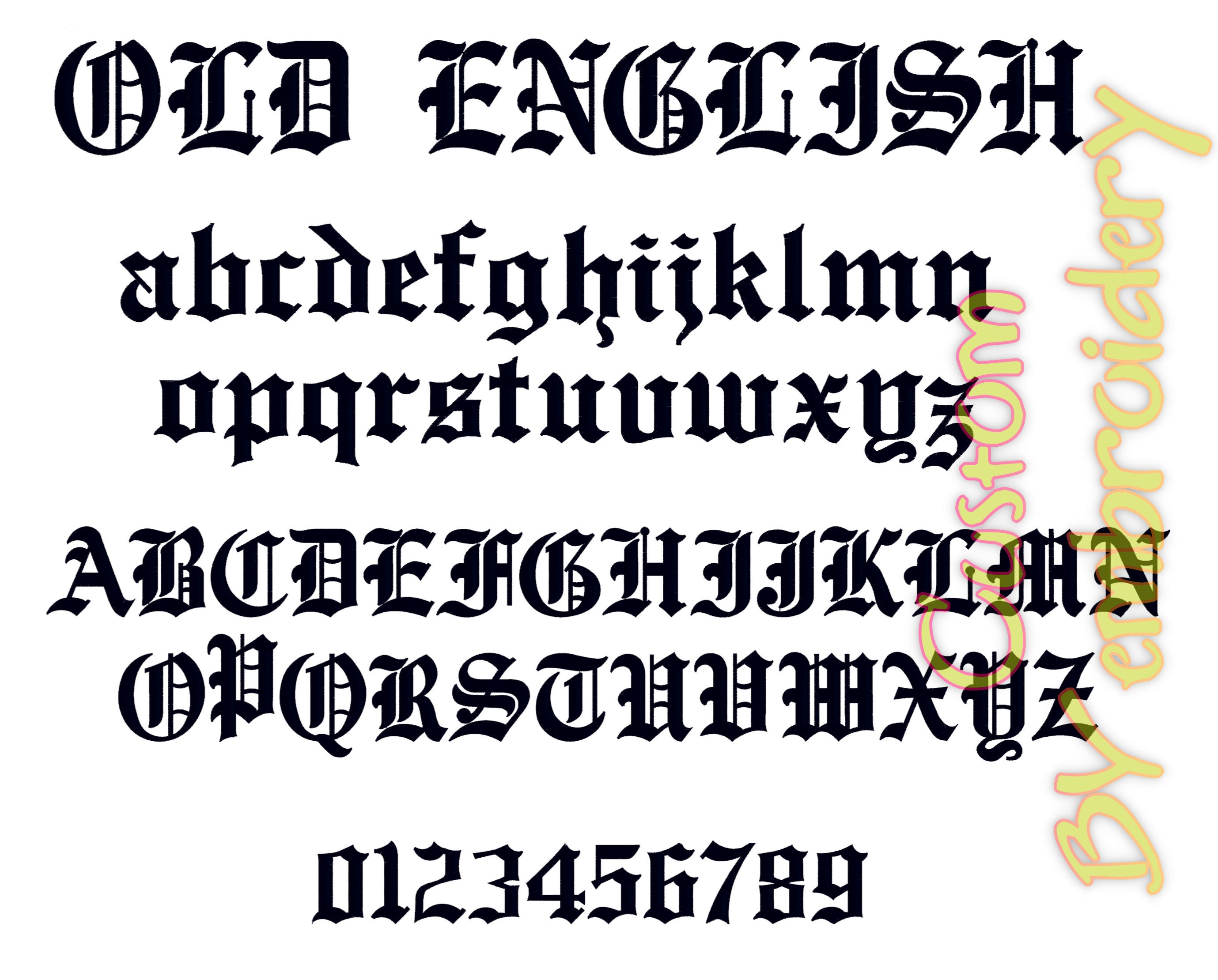 Old English Script Font Set Machine Embroidery Designs BX Files Instant ...