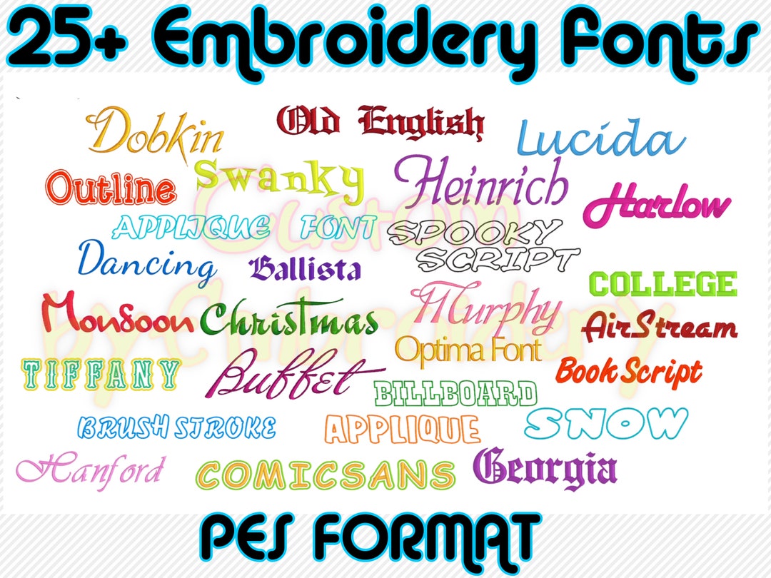 PES Format - 25 Font Bundle + 2 Bonus Font Machine Embroidery Designs ...