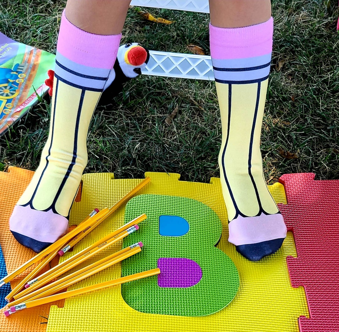 Pencil Socks, for All Ages, Sublimation, Gender Neutral, Back to School ...