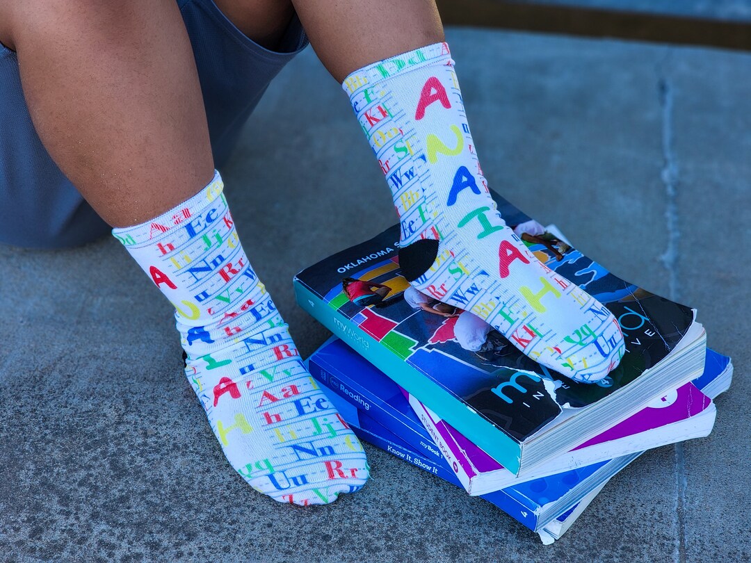 Alphabet Socks, for All Ages, Sublimation, Gender Neutral, Back to ...