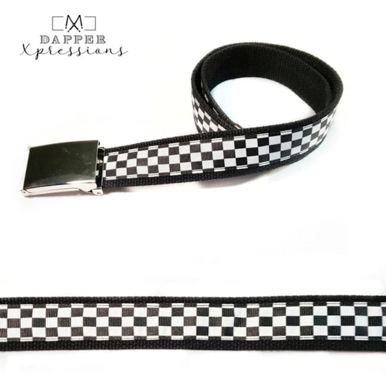 Black and White Checkered Belt. Adjustable Fashion Belt for - Etsy