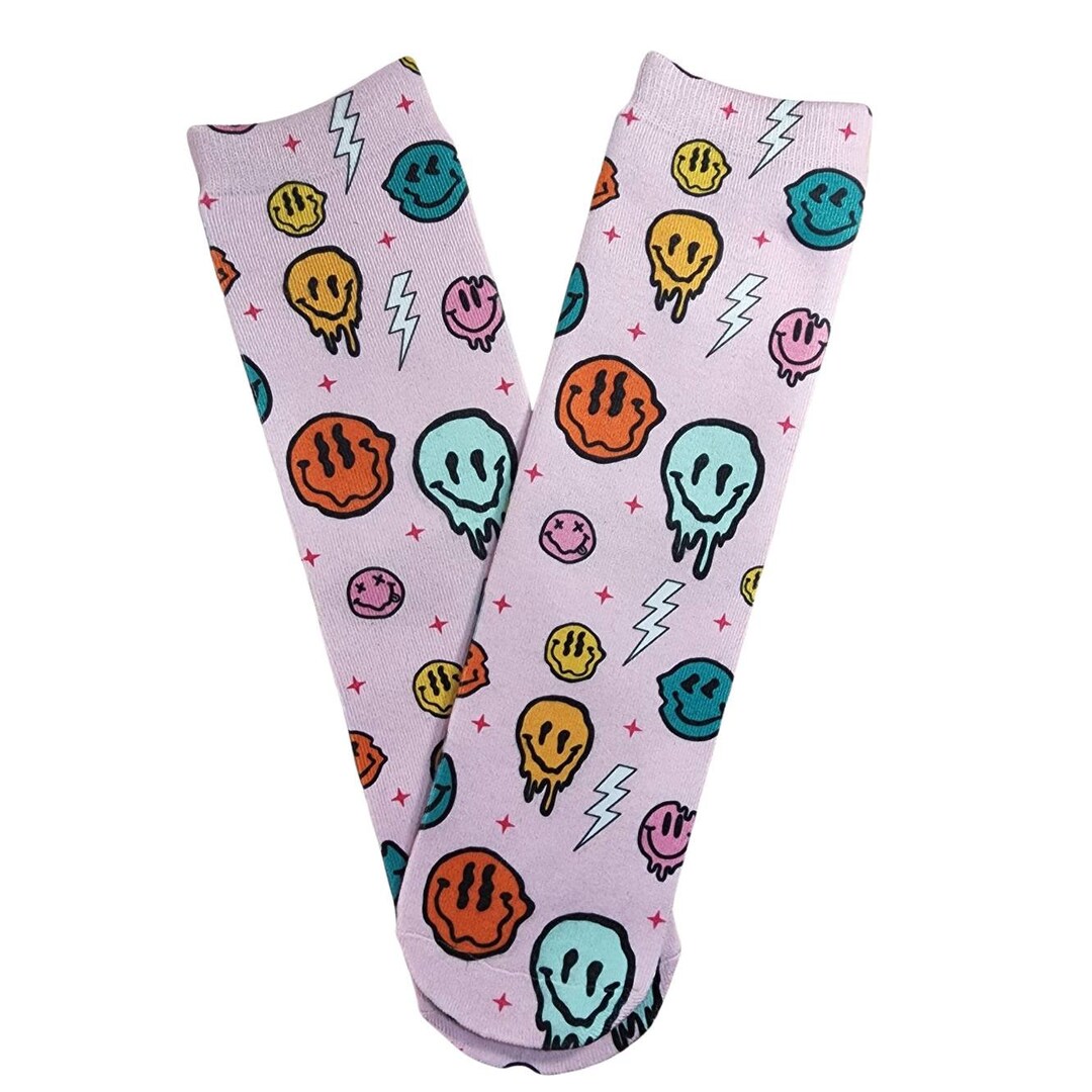 Melting Smileys Socks, 70s Fashion for All Ages, Sublimation, Gender ...