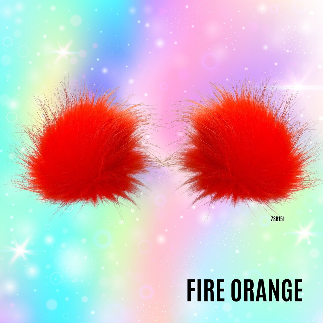 Fire Orange Space Head Earz (luxury Faux Fur Hair Clip, Rave Hair Clip ...