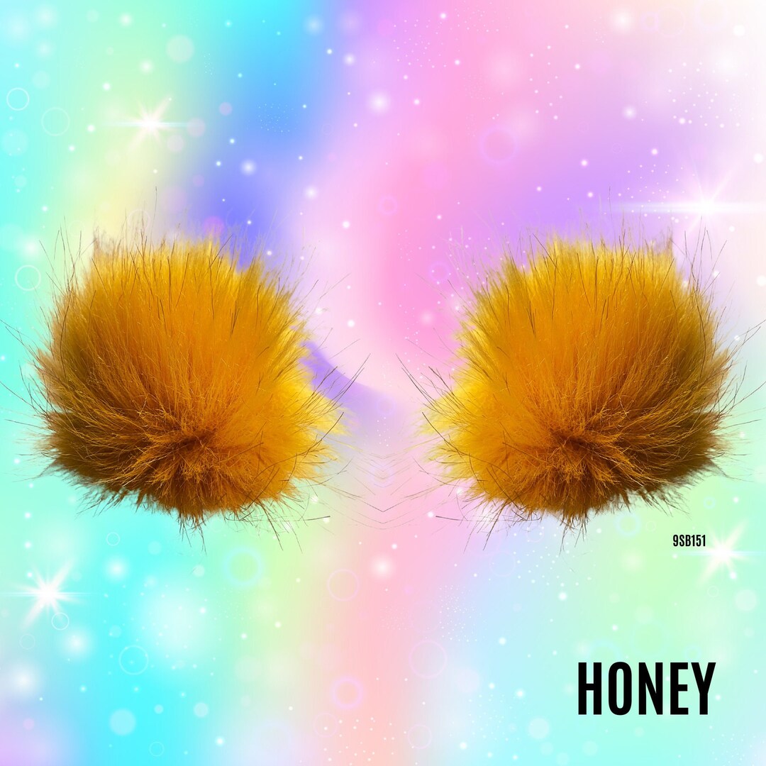 Honey Faux Fur Pom Pom Hair Clips: Rave Space Buns - Etsy