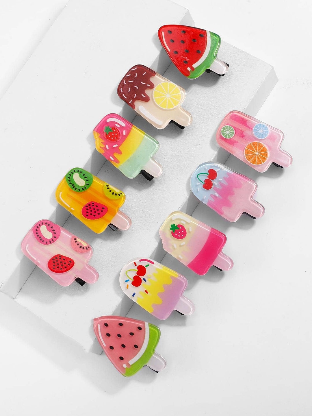 Set of 10 Multicolour Ice Cream Hair Clips Cute Hair - Etsy