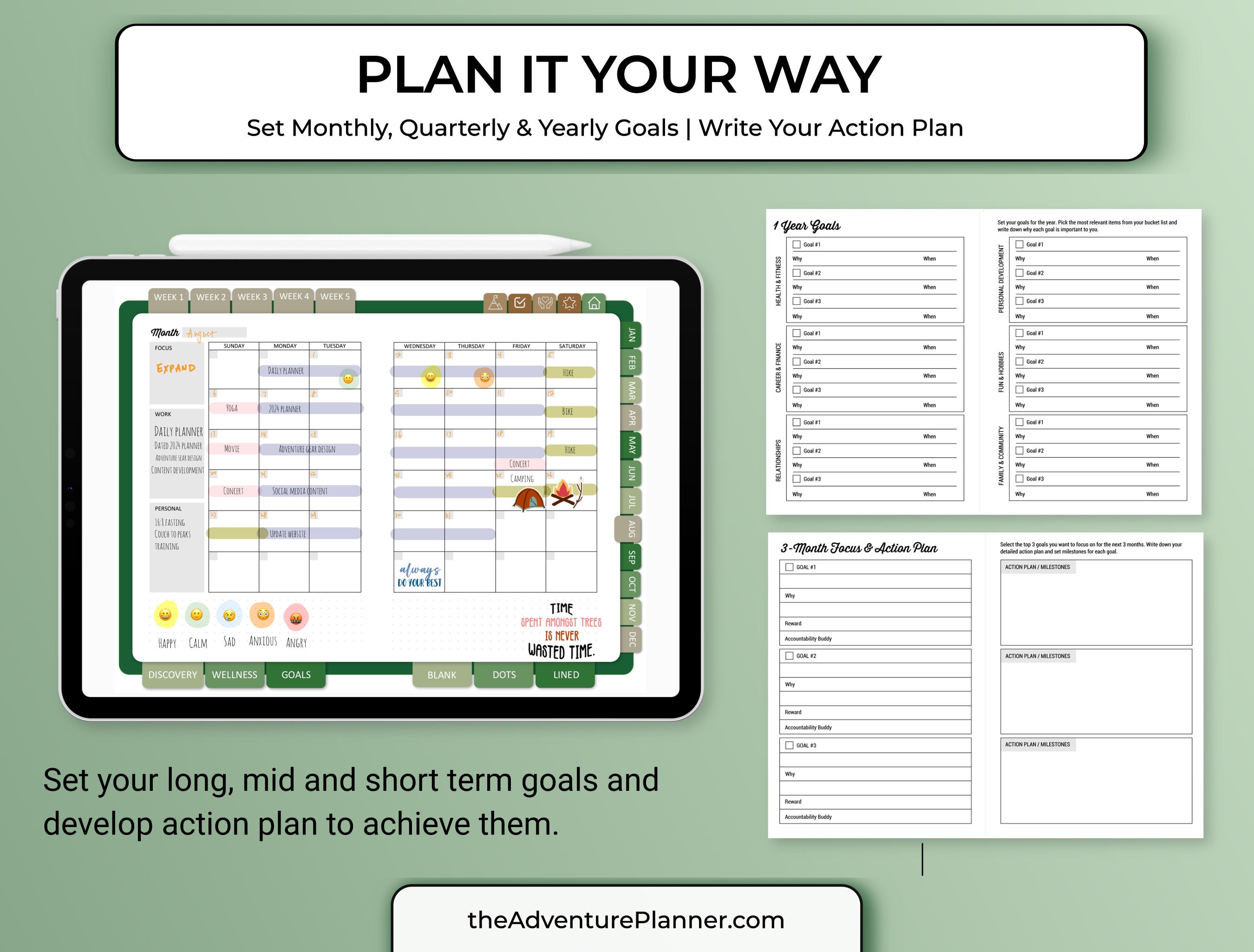 Digital Planner, Undated Forever Planner, Adventure Planner, Monthly ...