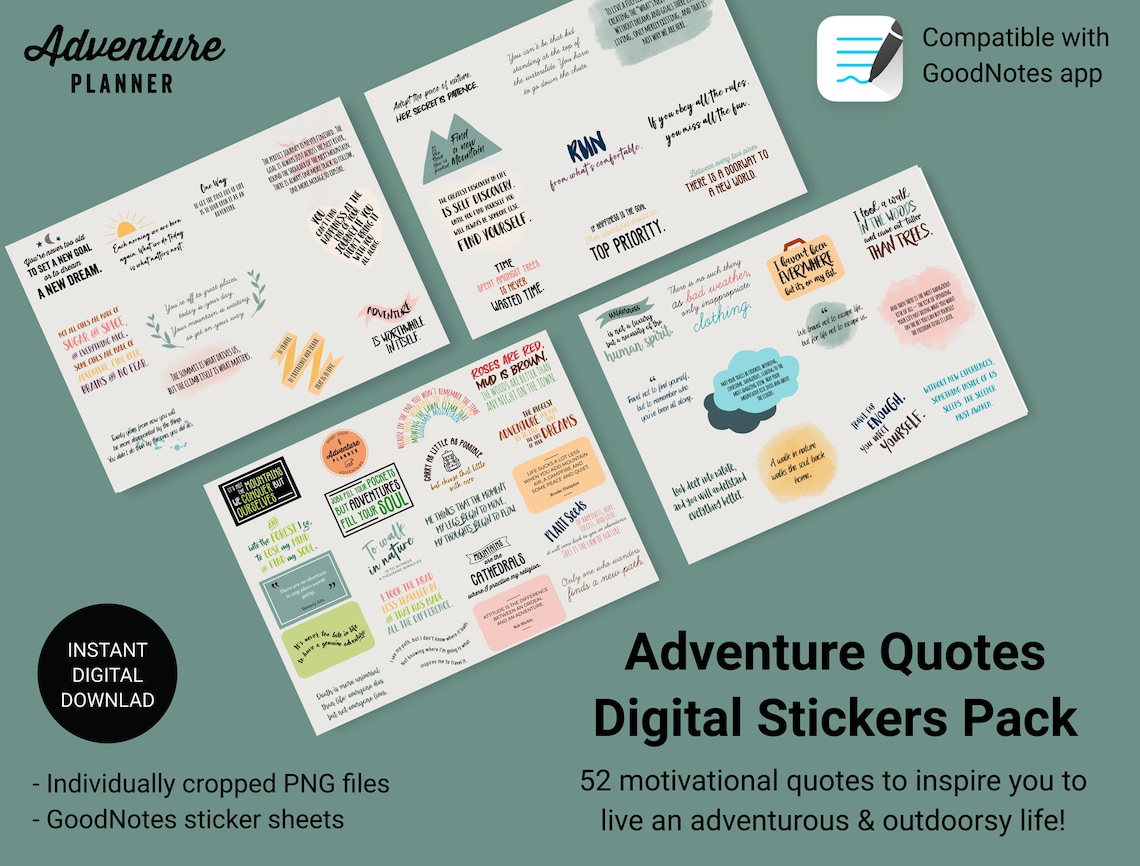 52 Motivation Quotes Stickers Digital Stickers for Goodnotes - Etsy