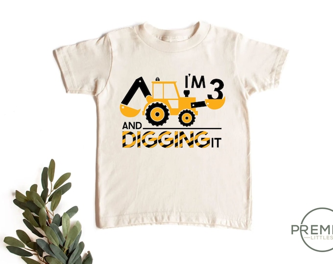3rd Birthday T-shirt, Excavator Toddler Shirt, 3 Year Old Birthday Shirt, Construction Shirt ...
