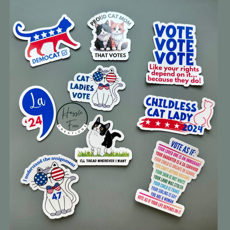 Harris Walz Vinyl Sticker Political Election 2024 Cat Ladies Democrat ...