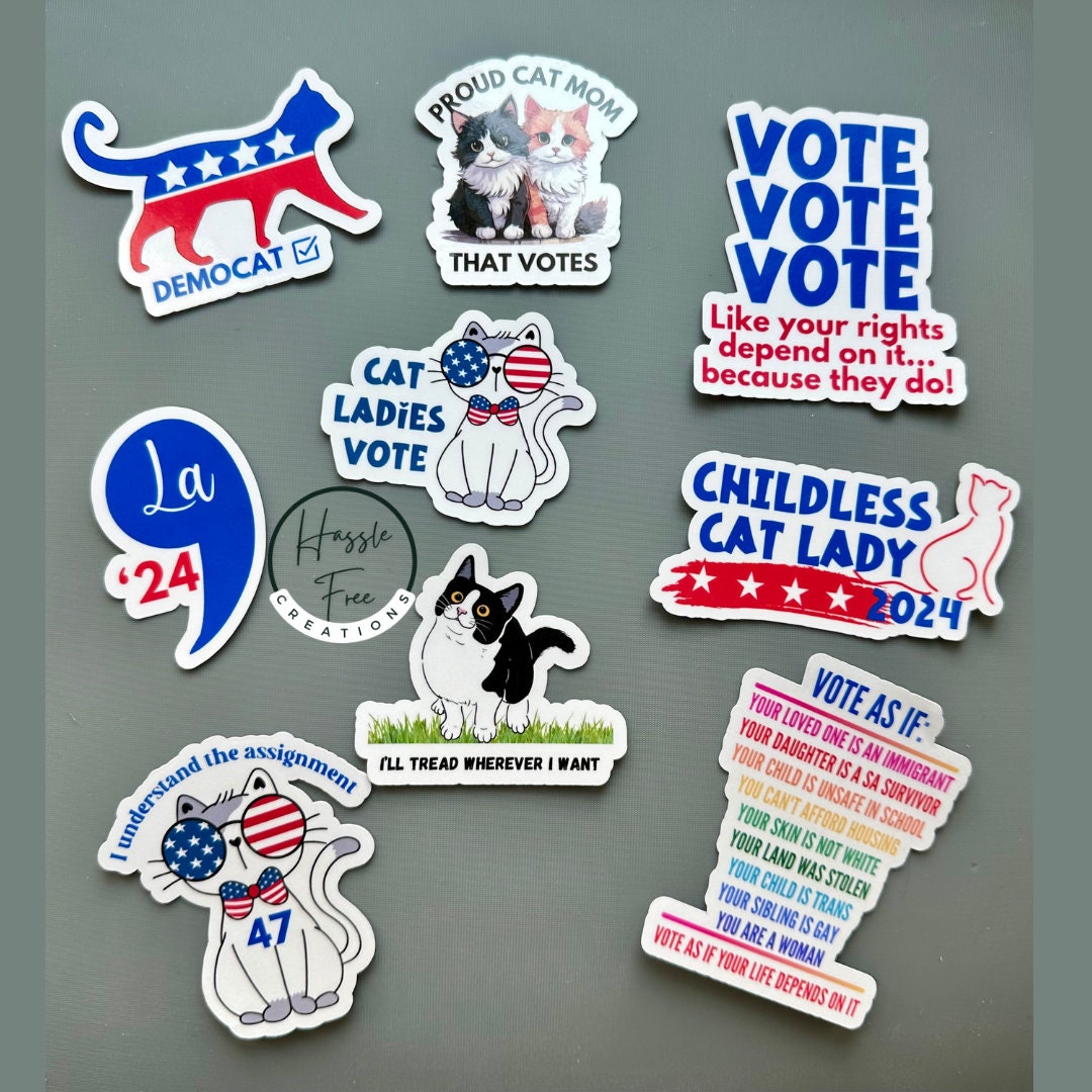 Cat Tread Vinyl Sticker Political Election 2024 Cat Ladies Democrat ...
