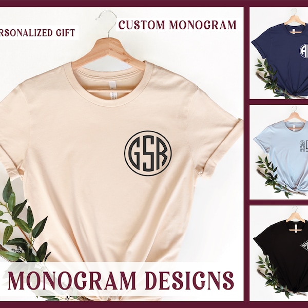 Monogram T Shirts - Etsy